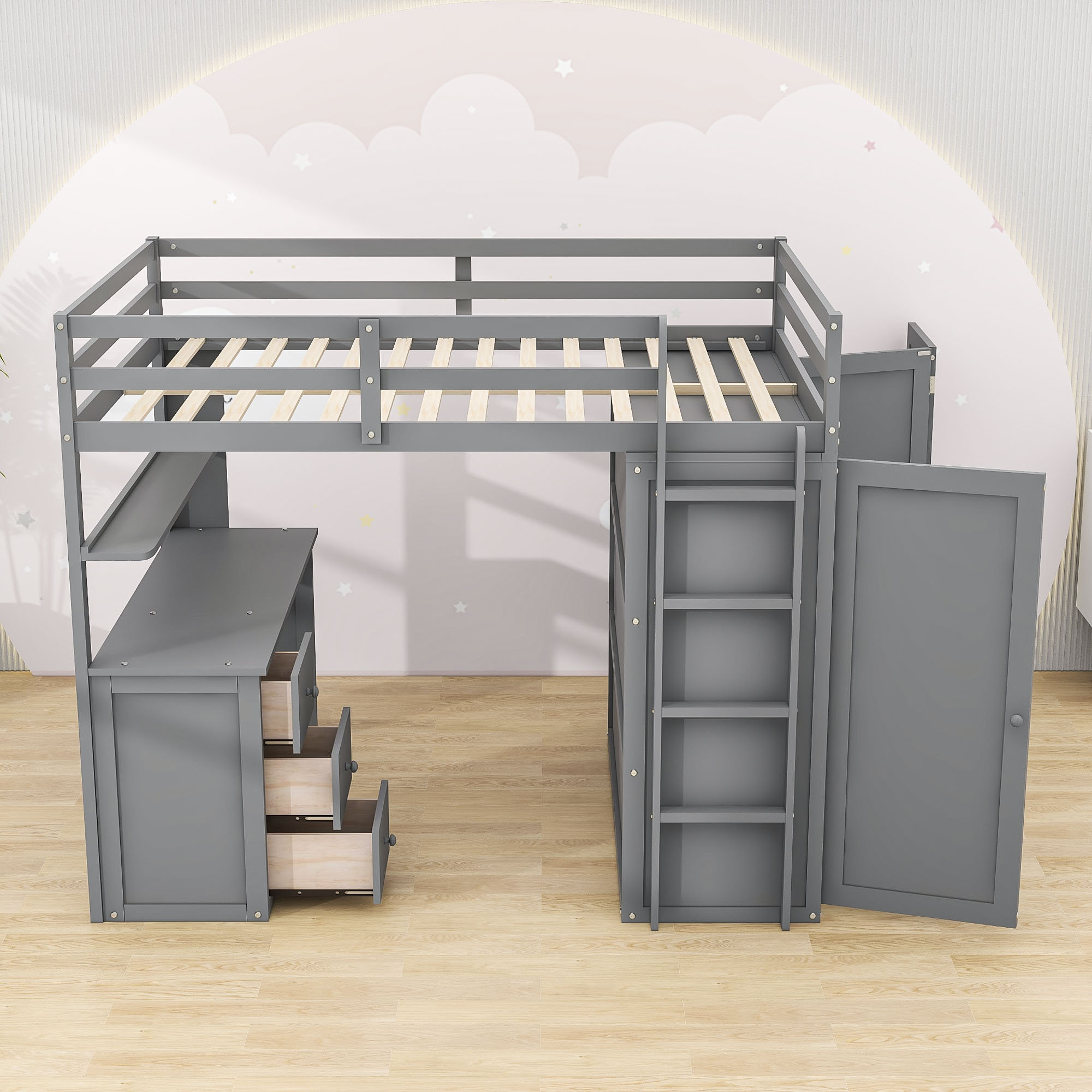 Harriet Bee Hazelynn Full 3 Drawer Loft Bed with Built-in-Desk | Wayfair