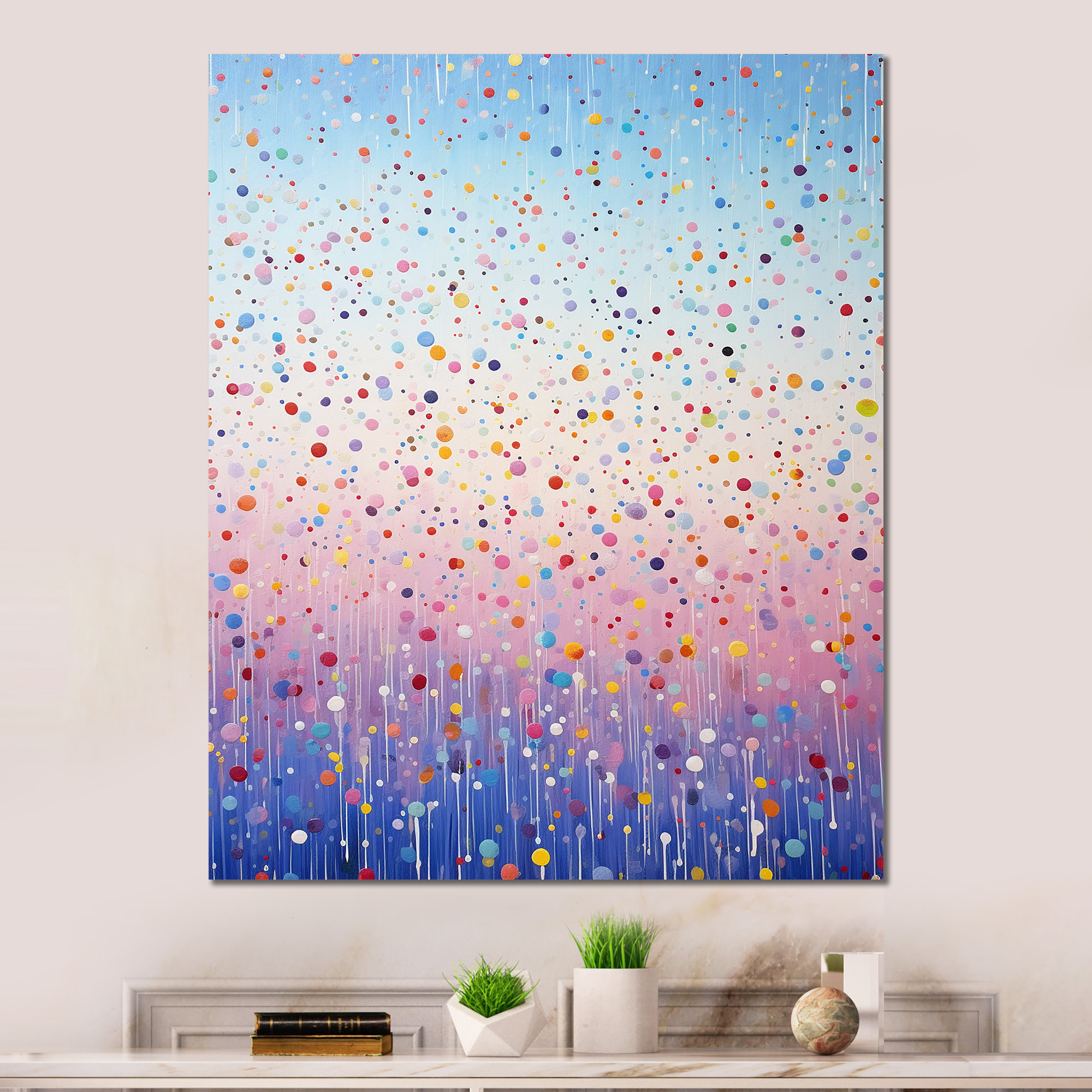 Wrought Studio™ Minimalism Rainbow Dot I - Abstract Metal Wall Print ...