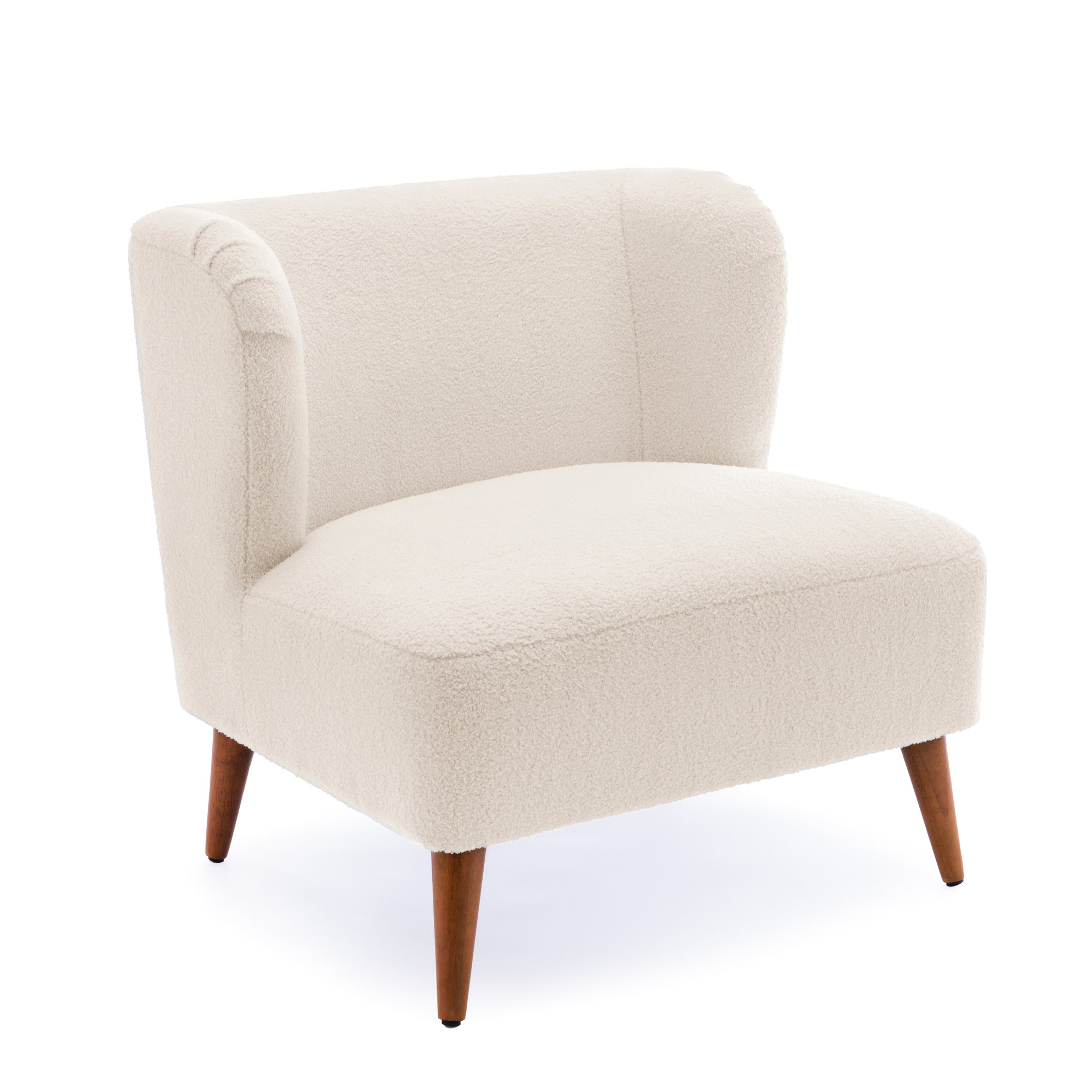 Latitude Run® Boucle Accent Chair - Milky White, Ultra Cozy Armless ...