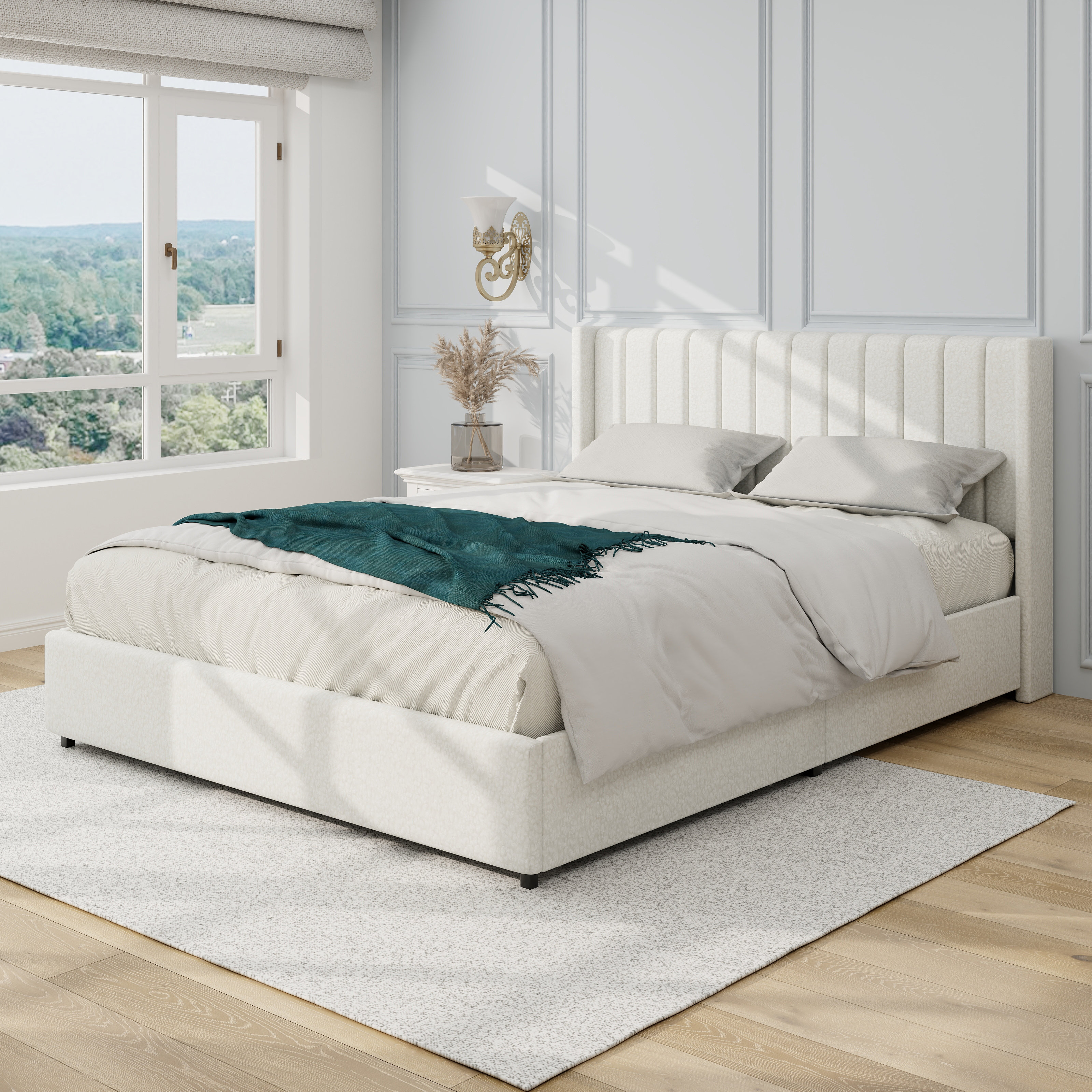 Latitude Run® Connard Queen Bed Frame with Headboard 2 Drawers Storage ...