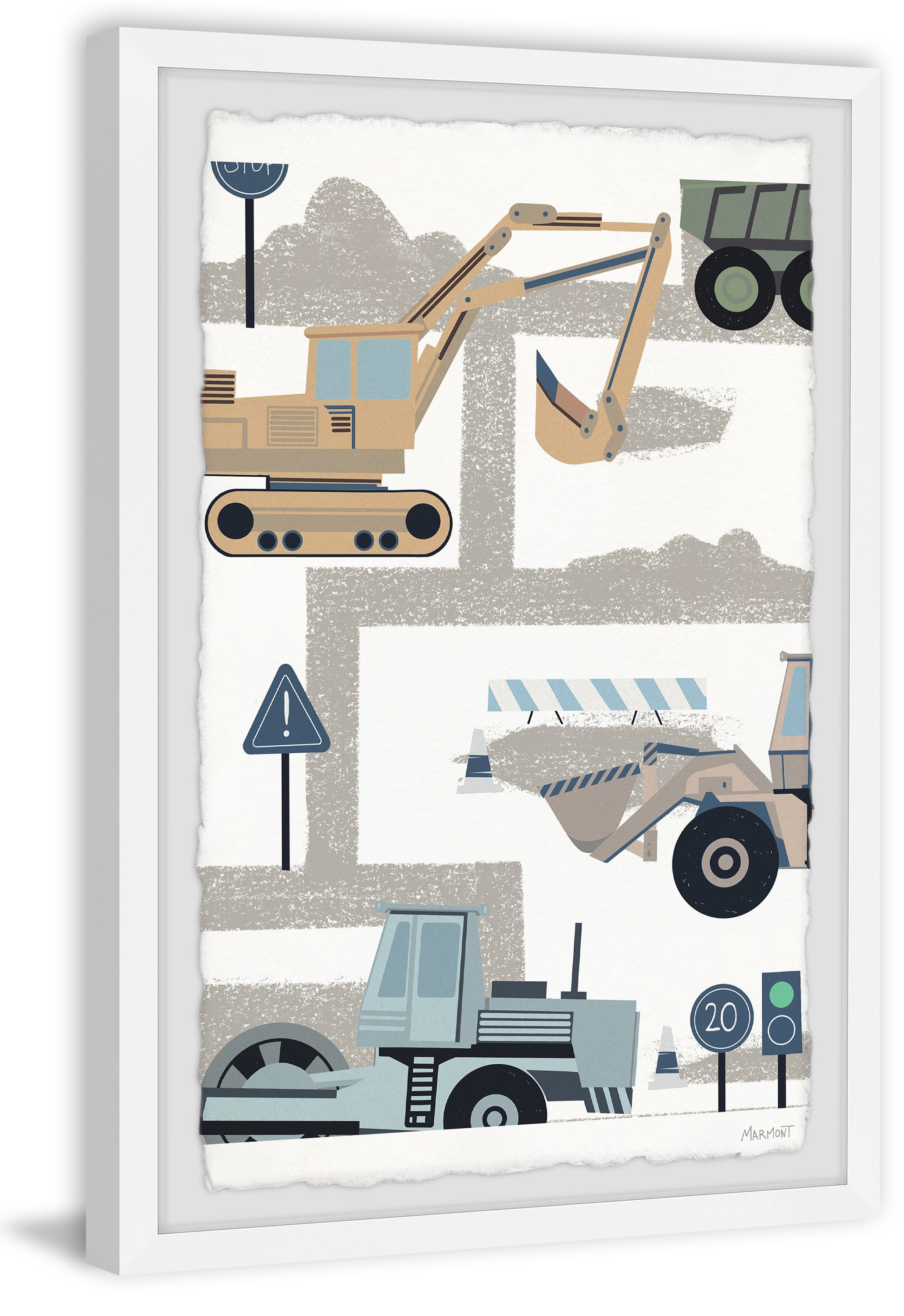 Isabelle & Max™ Wheel Loader and Excavator - Picture Frame Print on ...