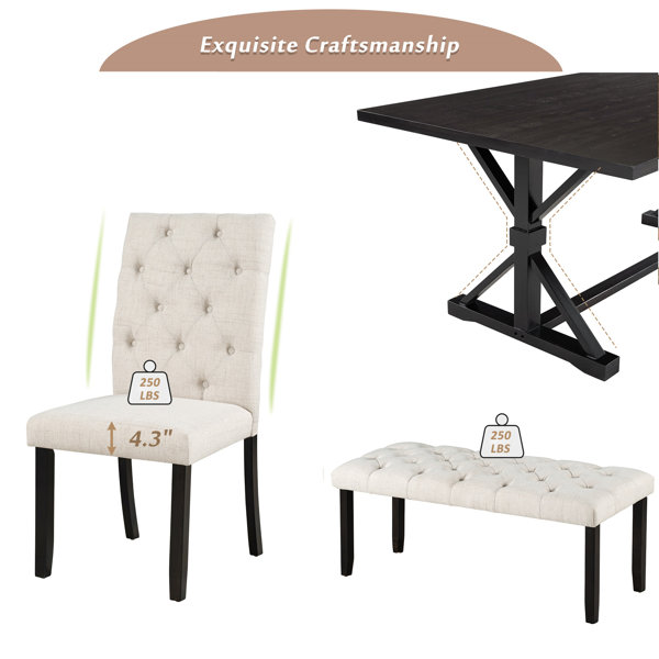 Winston Porter Invaldi 6 - Piece Trestle Dining Set & Reviews | Wayfair