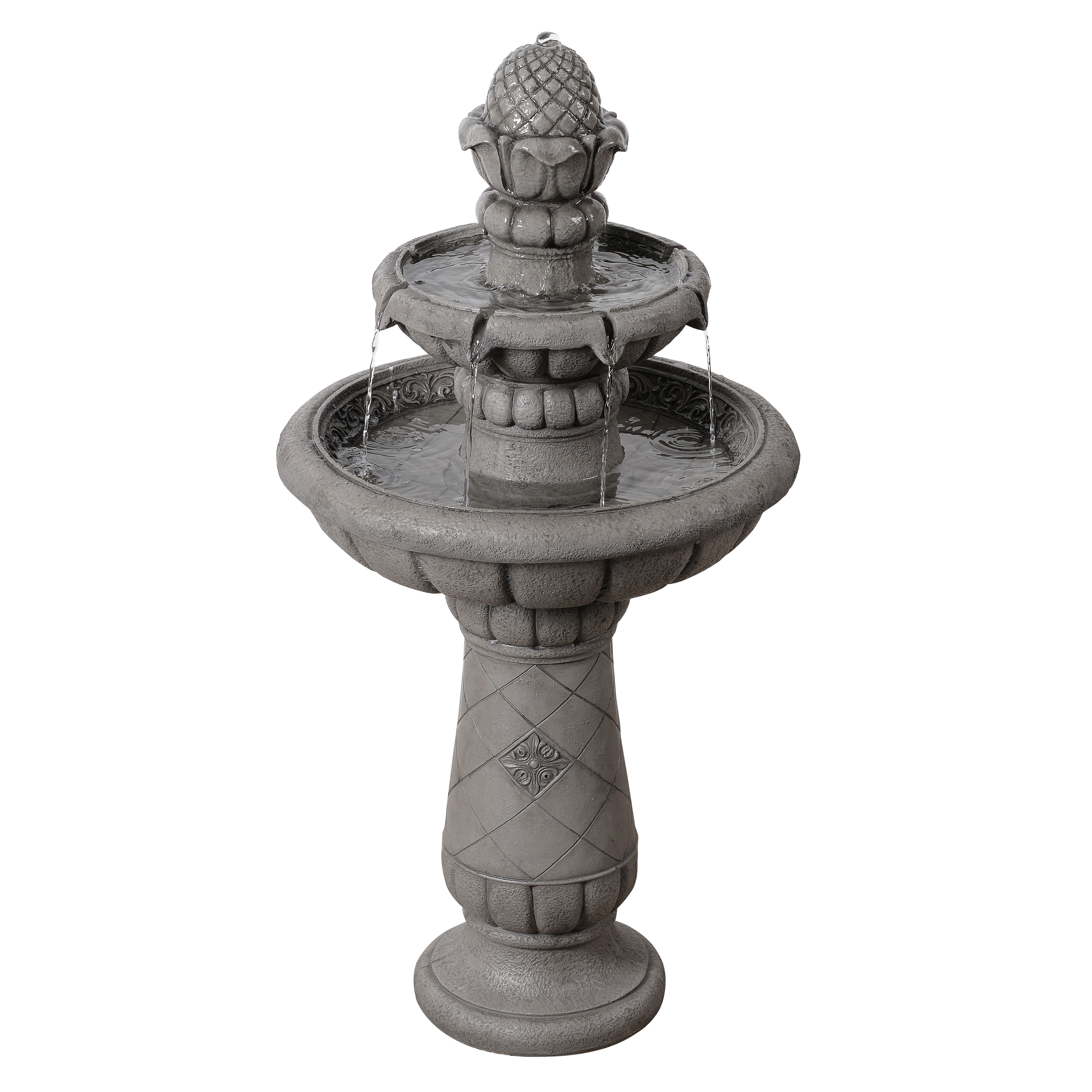 World Menagerie Webbe 2-Tier Outdoor Birdbath Freestanding Water ...