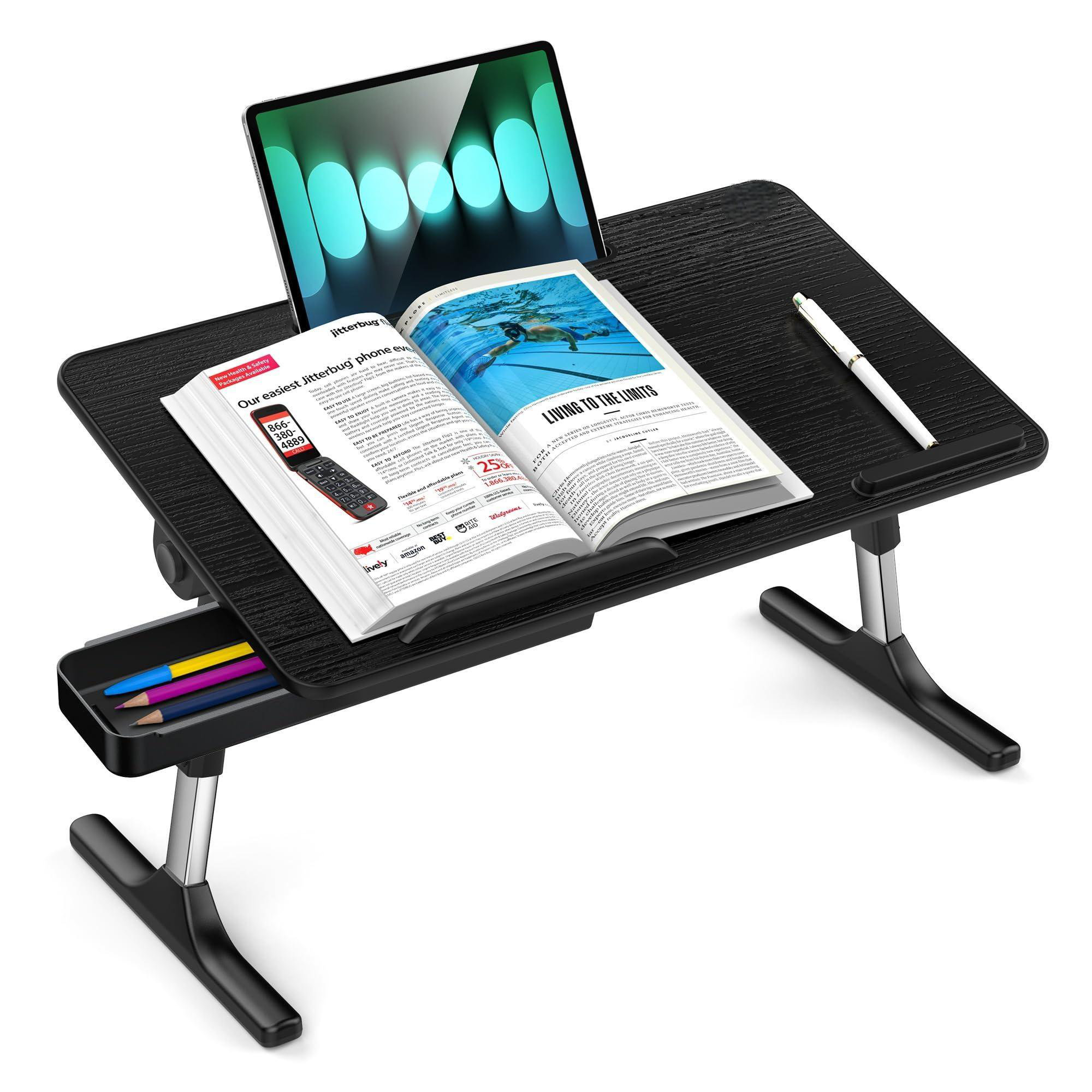 Inbox Zero Adjustable Laptop Table, Lap Desk, Portable Standing Bed ...