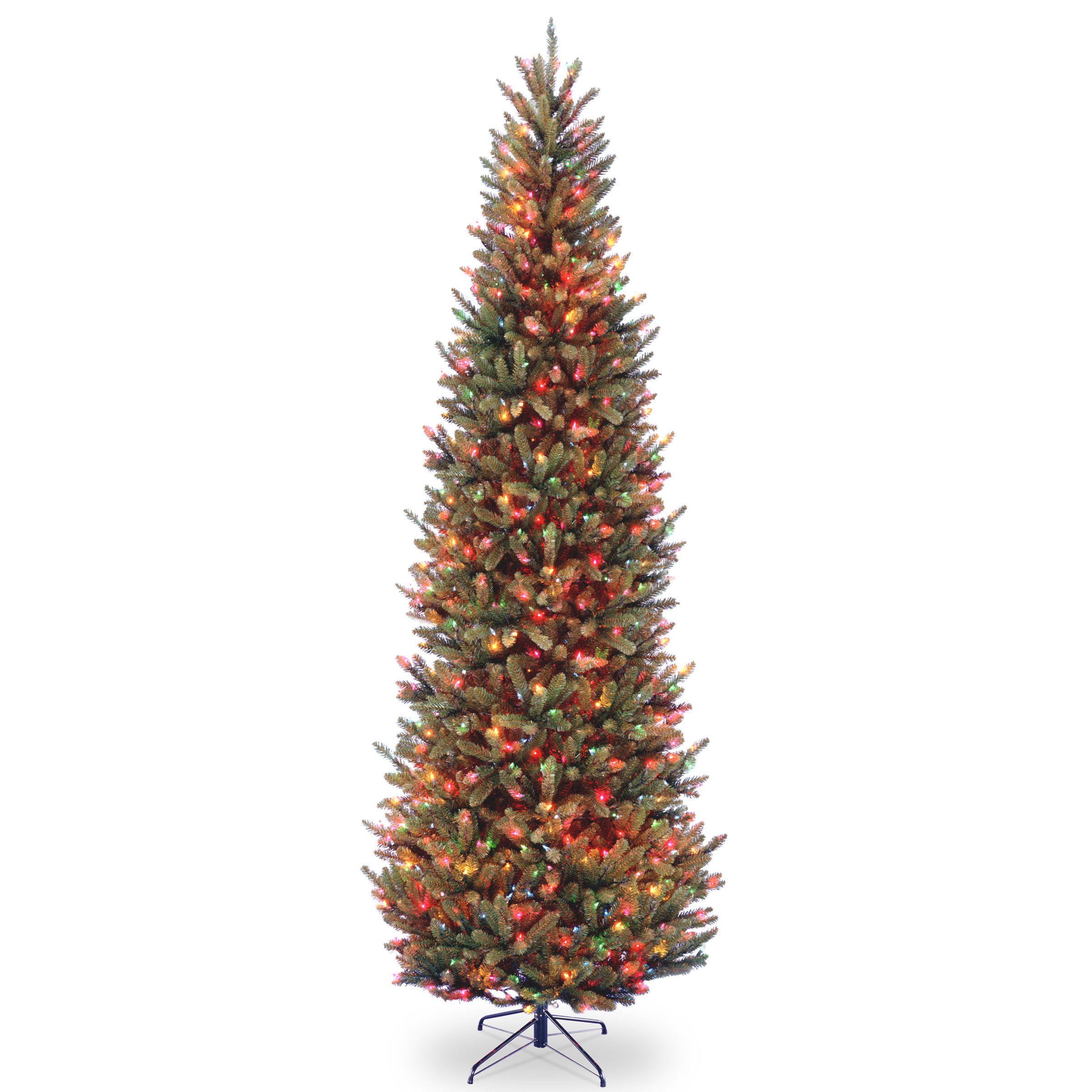The Holiday Aisle® 9 ft. Natural Fraser Slim Fir Tree with Multicolor ...