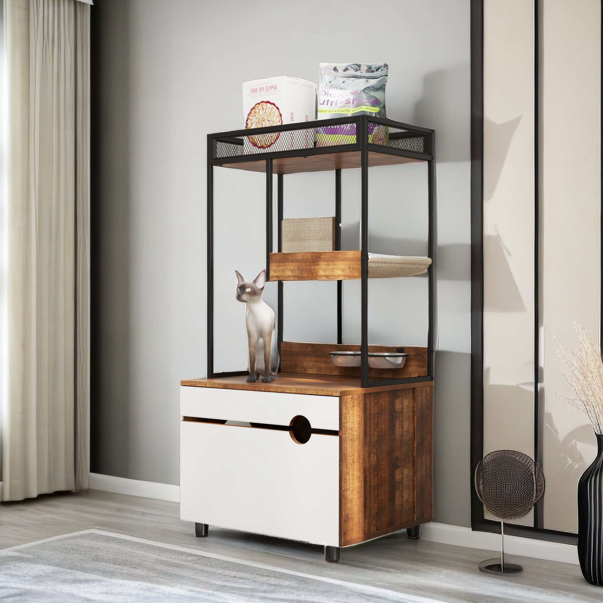 Tucker Murphy Pet™ Tulane 48.4'' High Cat Cabinet with Cat Tree Tower ...