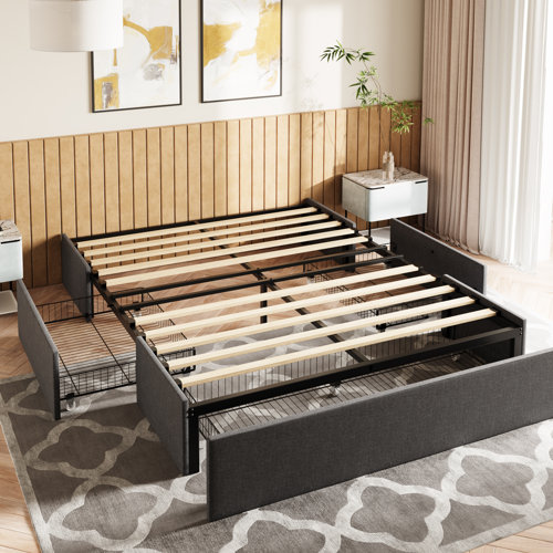 Latitude Run® Platform Bed With Storage, 3 Large Drawers On Wheels ...
