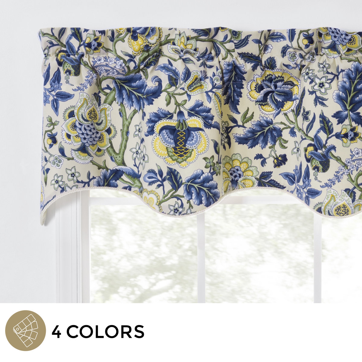 Ellis Curtain Regency Floral Cotton Scalloped 50'' W Window Valance ...