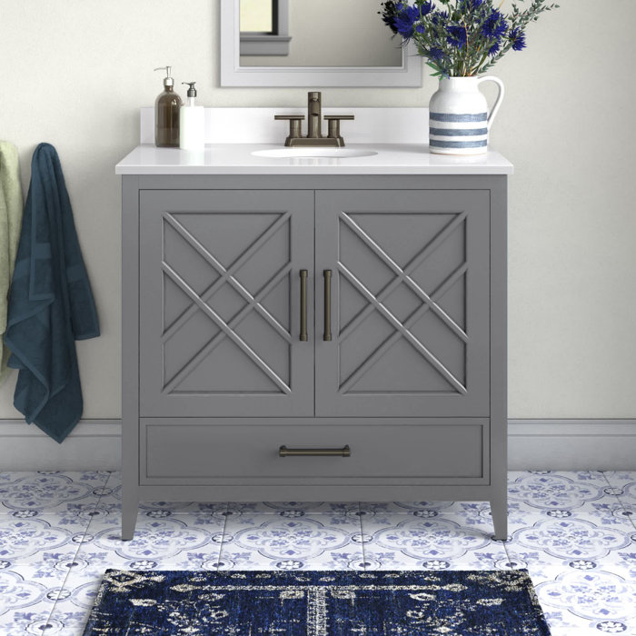 Sand & Stable Brecken 36'' Single Bathroom Vanity with Stone Top ...