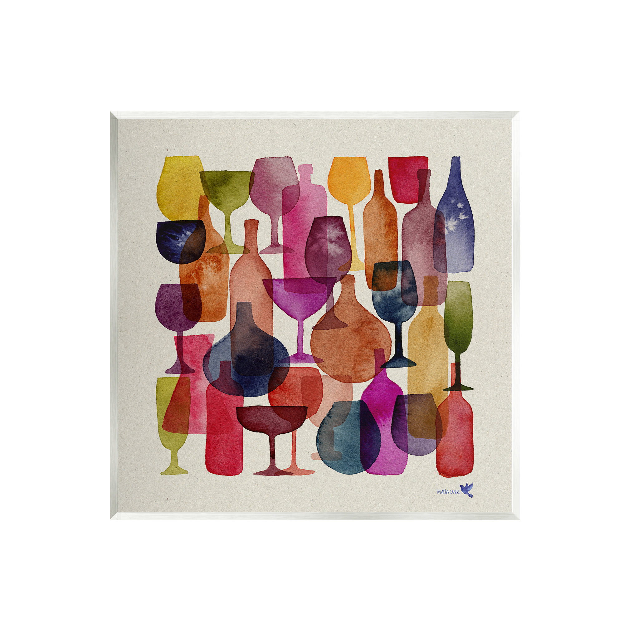 Stupell Industries Modern Overlapping Wine Glasses Wall Plaque Art By ...