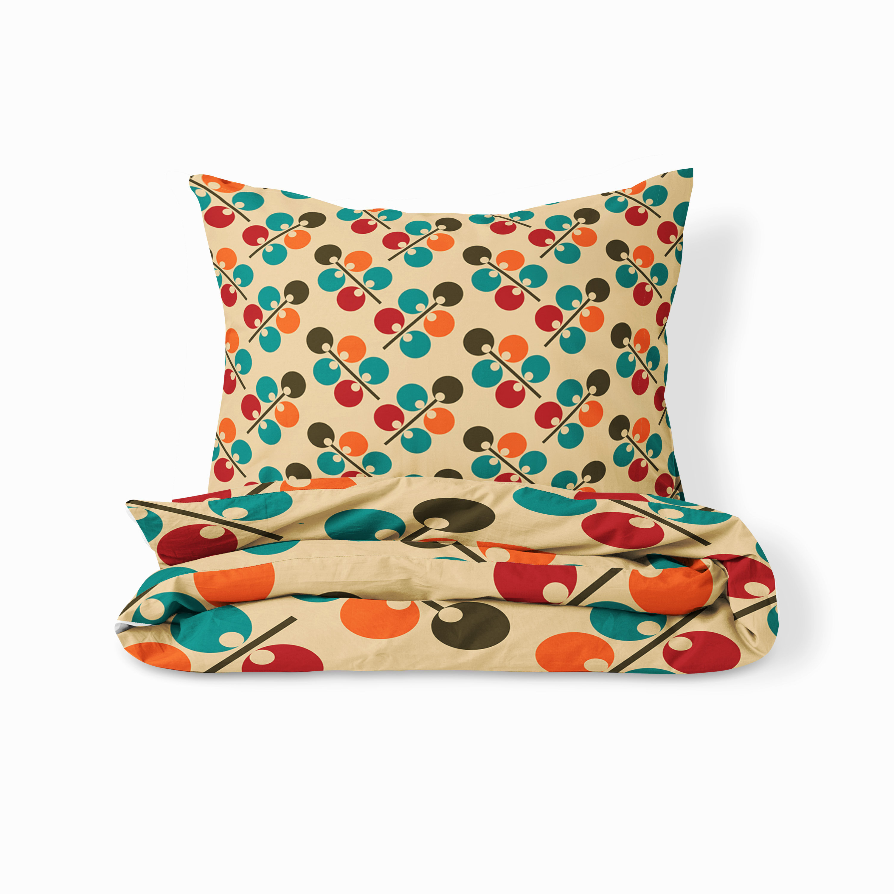 Folk N Funky Tan/Blue/Red/Orange Microfiber Duvet Cover Set | Wayfair