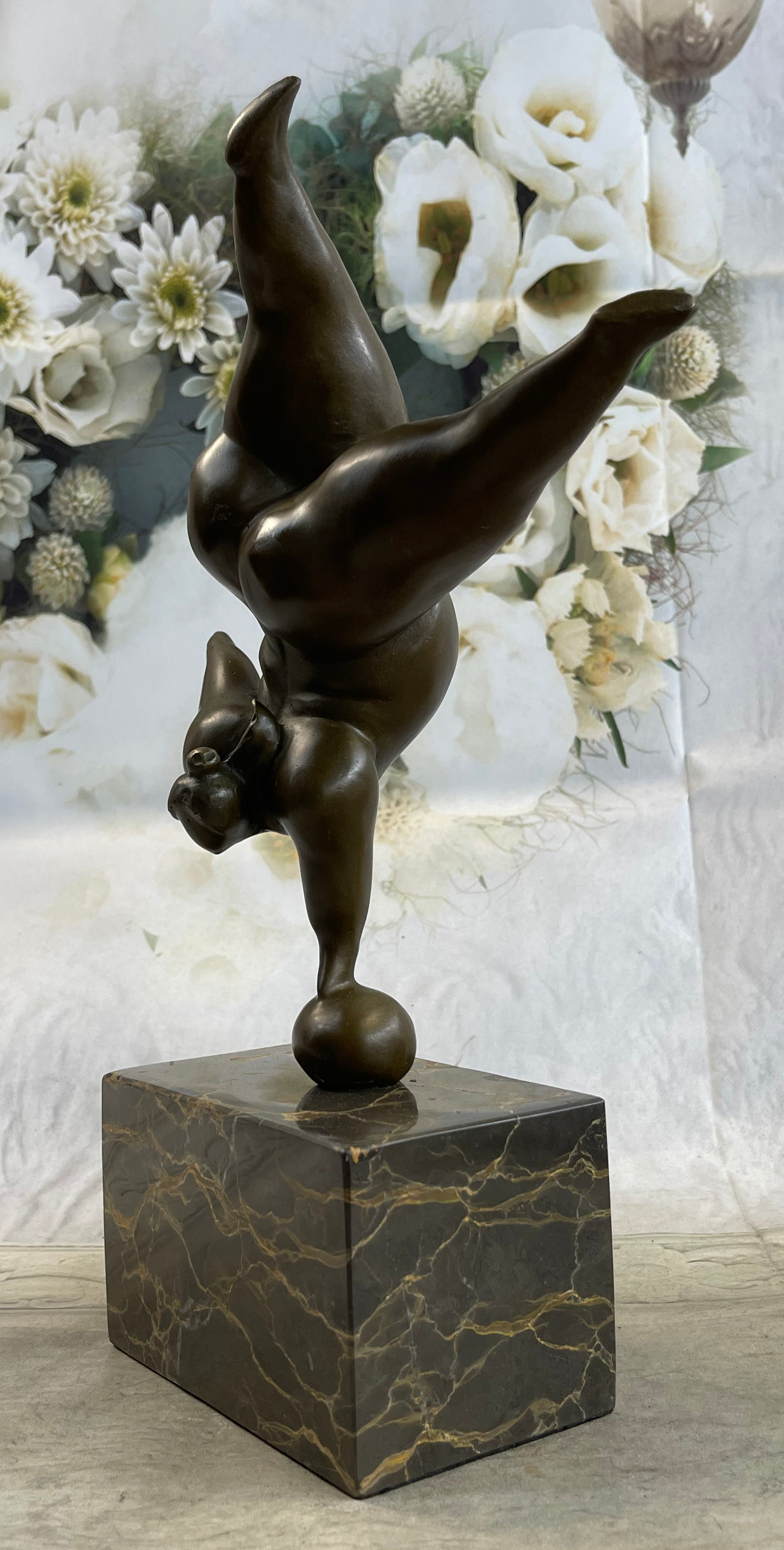 Charlton Home® Kamilah Curvy Bbw Woman Doing Handstand Bronze Statue ...