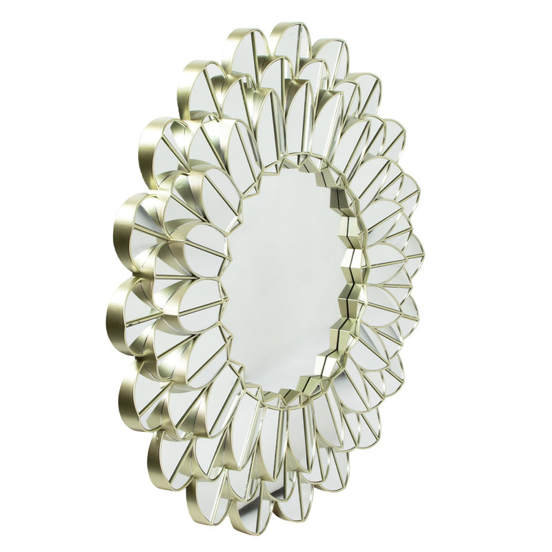 Northlight Seasonal 31" Champagne Gold Sunflower Round Wall Mirror ...