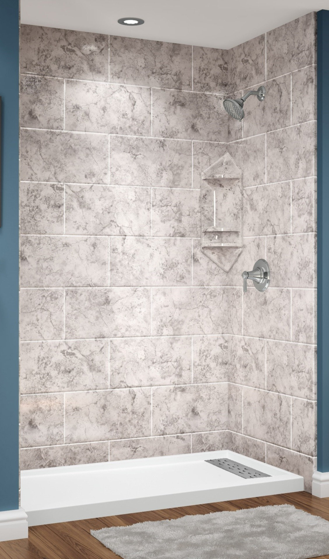 Avora Bath 11x20 Tile LimeStone Acrylic Alcove Shower System 60"W x 32 ...