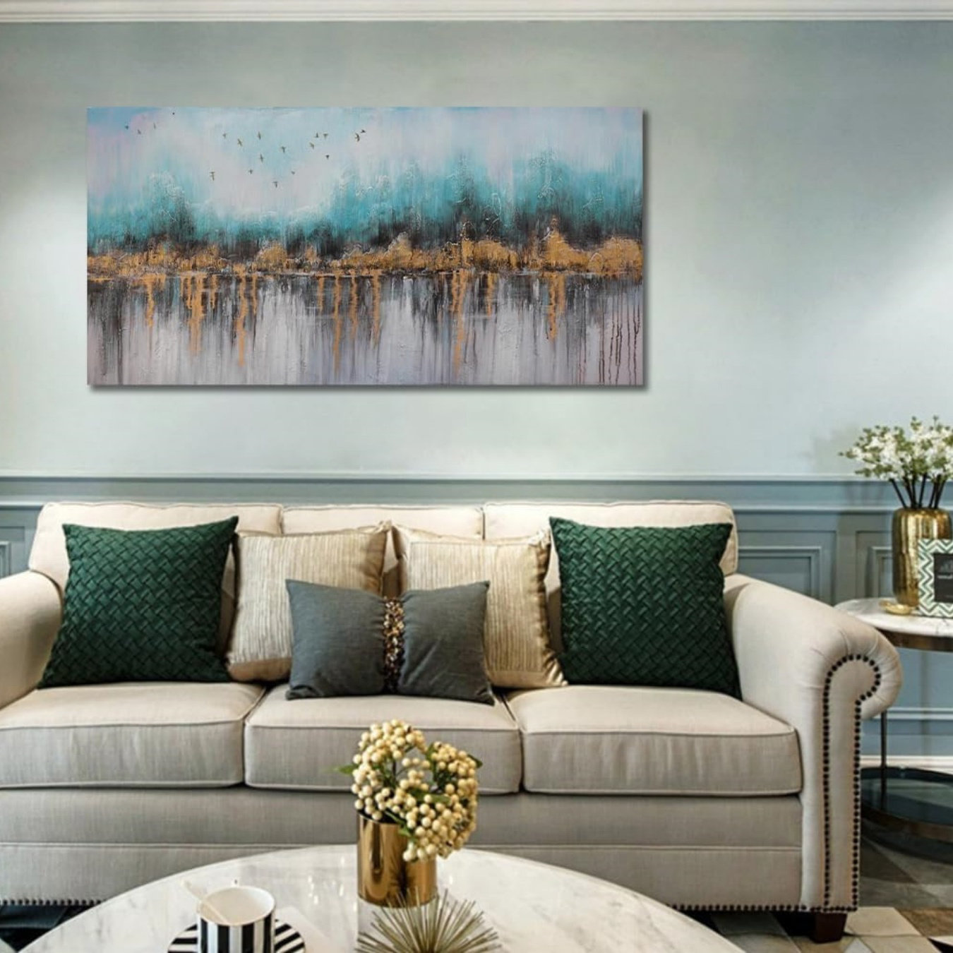 Latitude Run® Teal Abstract Canvas Wall Art | Wayfair