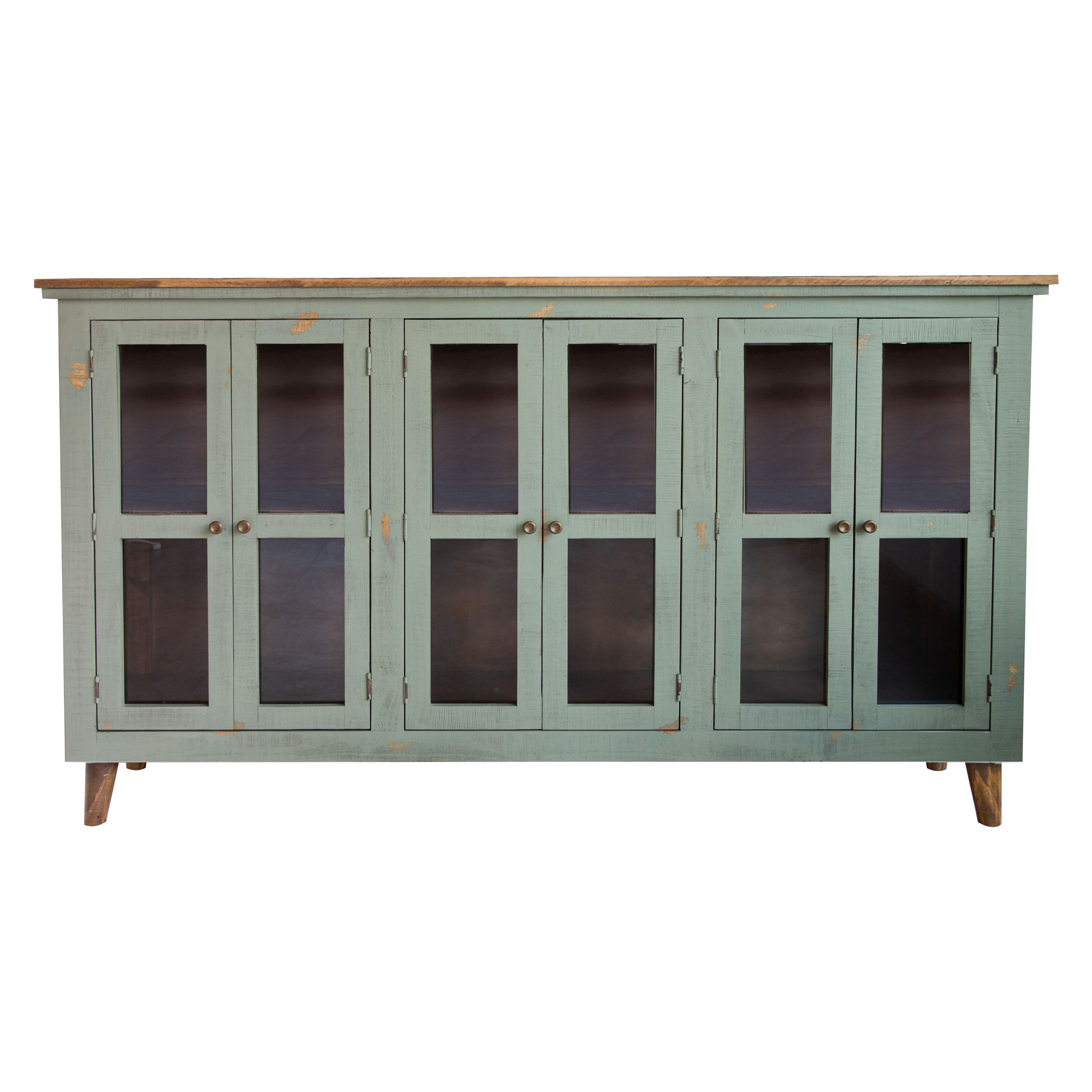 Rosalind Wheeler Brayshun 72 Inch Sideboard Buffet Cabinet, 3 Glass ...