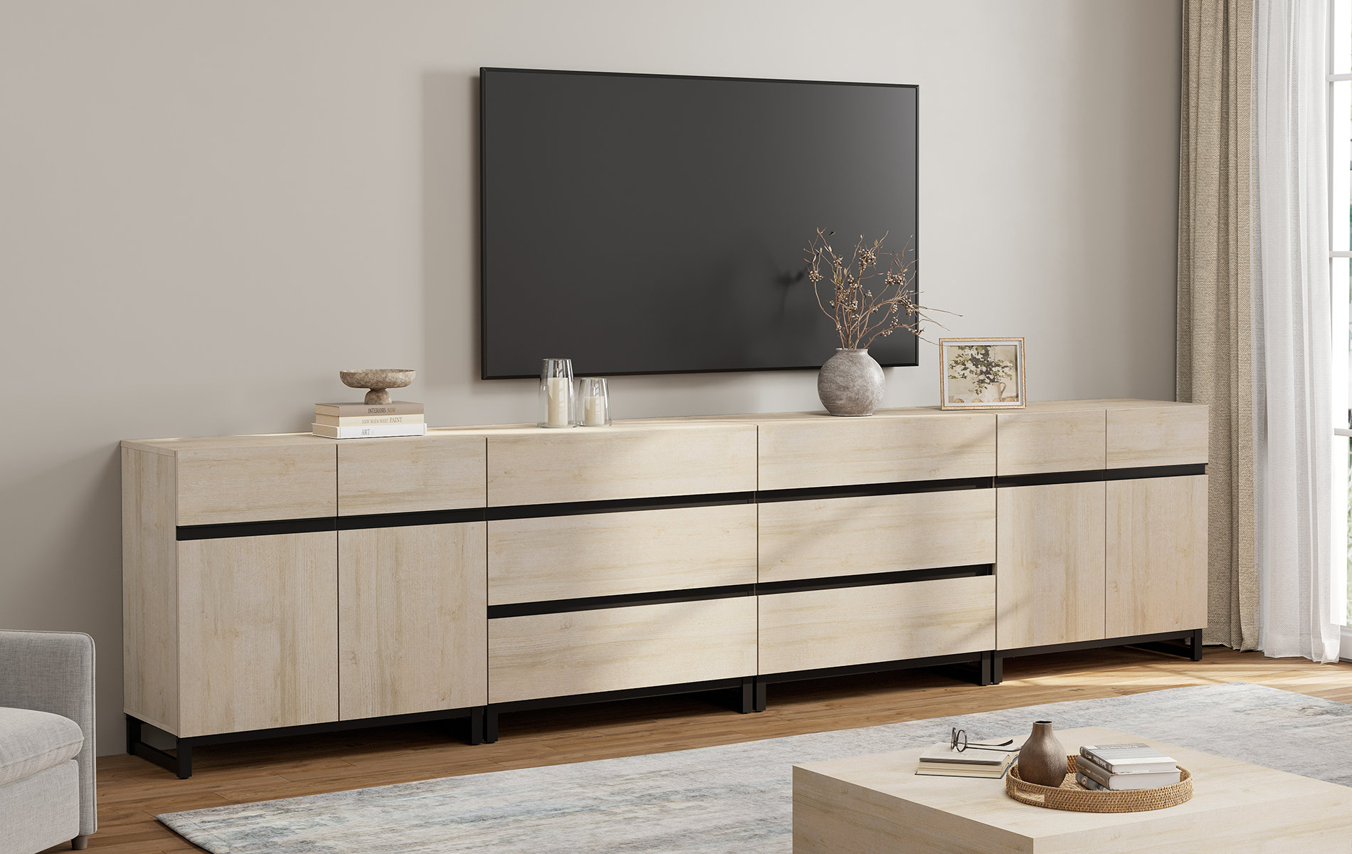 Latitude Run® Modern TV Stand For Tvs Up To 120 Inch, 4 In 1 TV Console ...