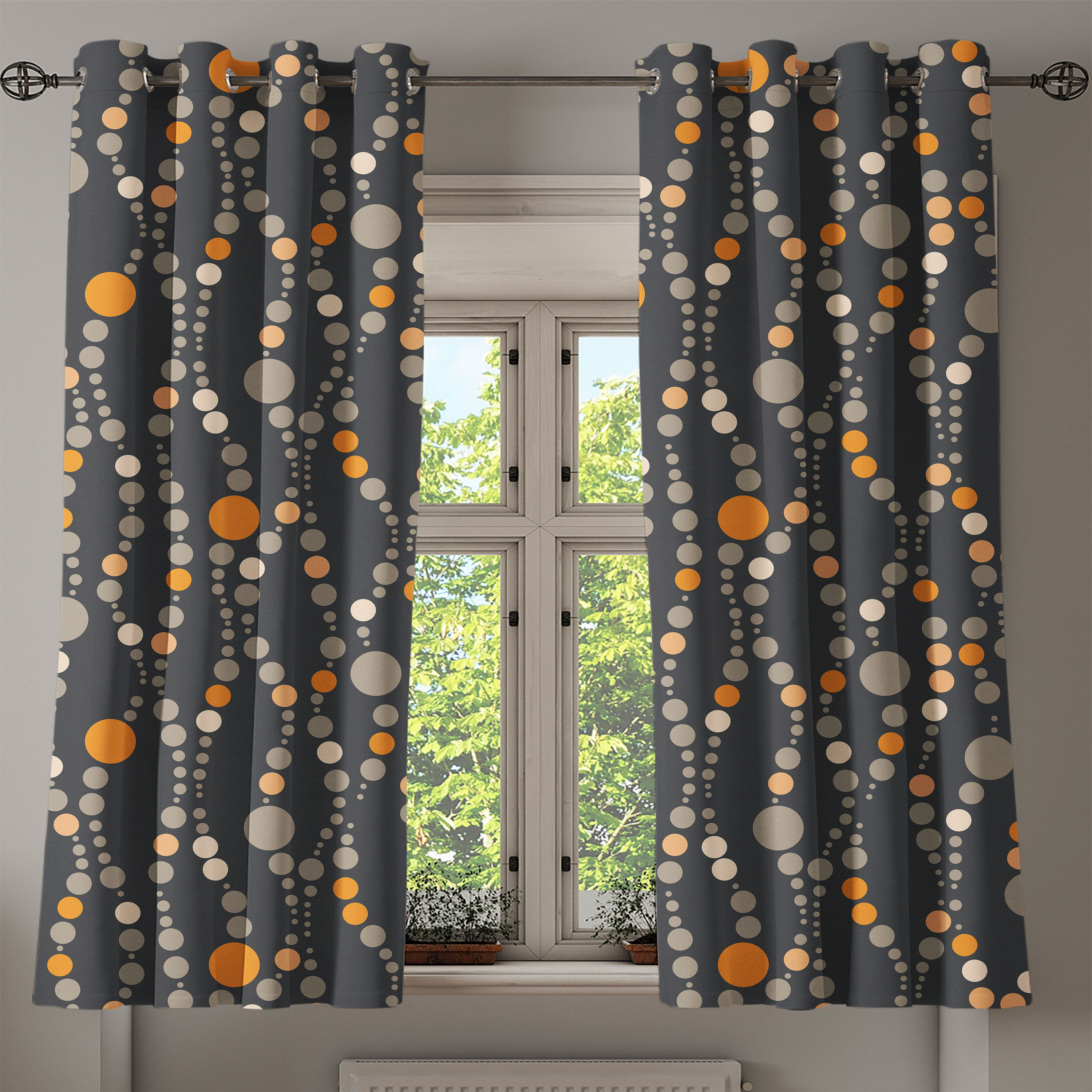 George Oliver Retro Grommet Curtain Groovy Dots Pattern Circles 50" x ...
