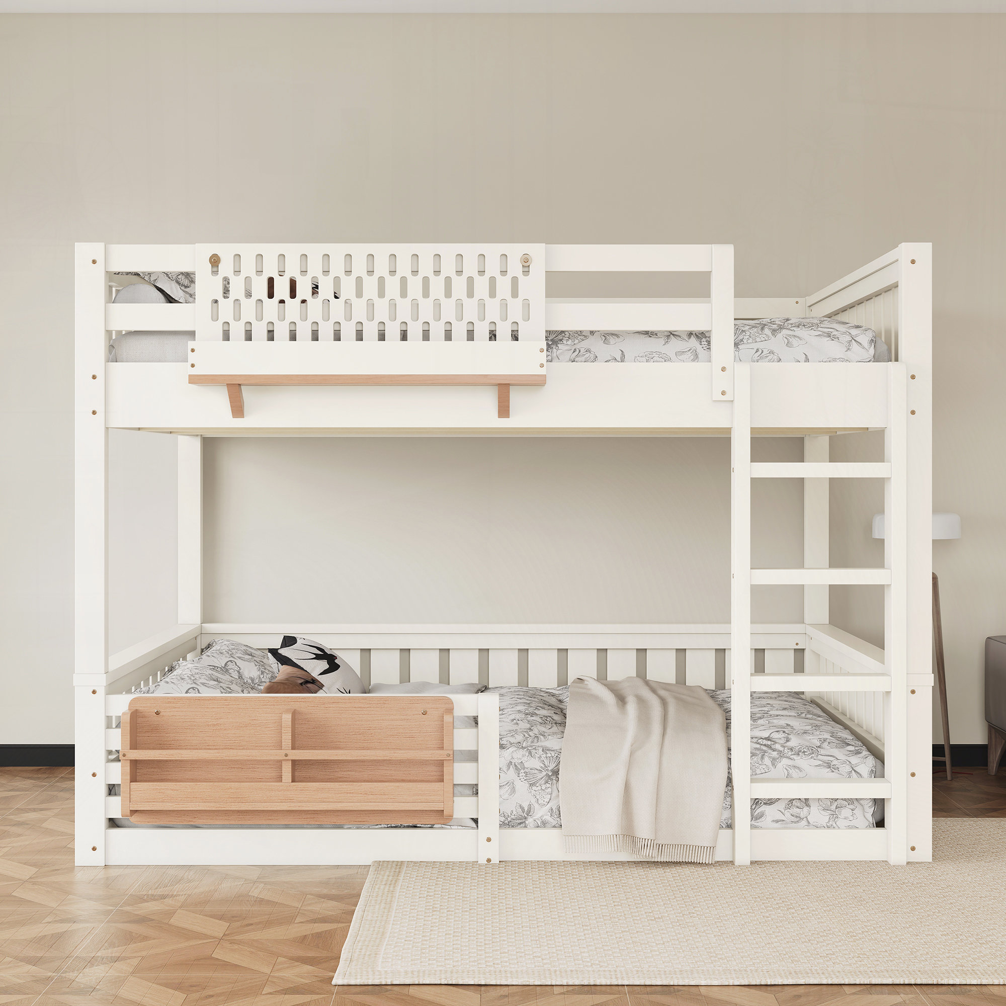 Foundry Select Queen Over Queen Bed With Ladder And Guardrails | Wayfair