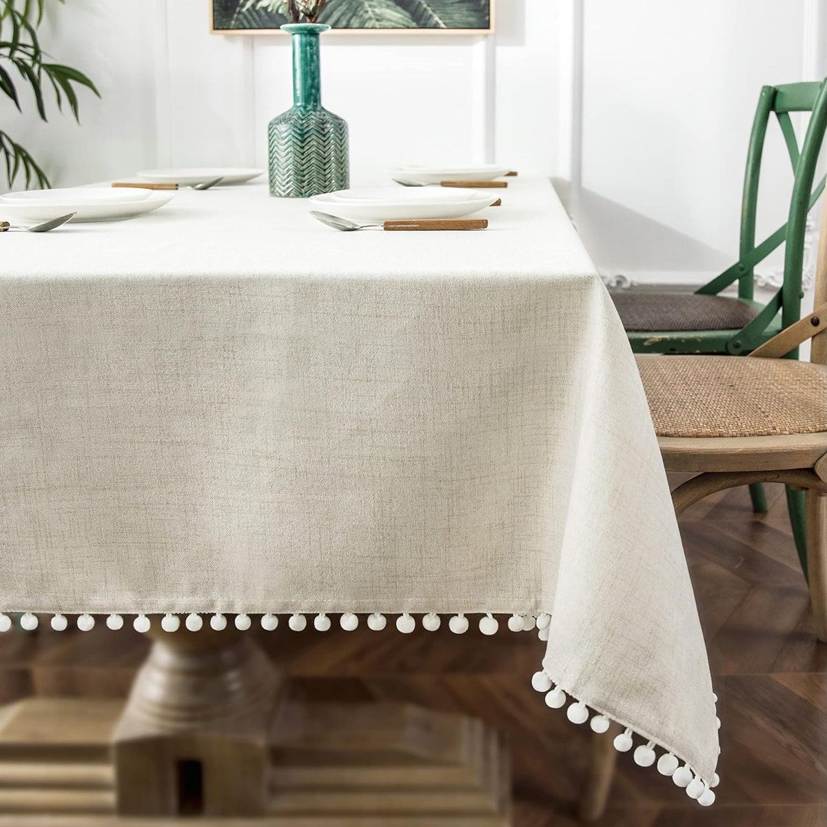 Dakota Fields Cooledge Rectangle Solid Linen Textured Tablecloth | Wayfair