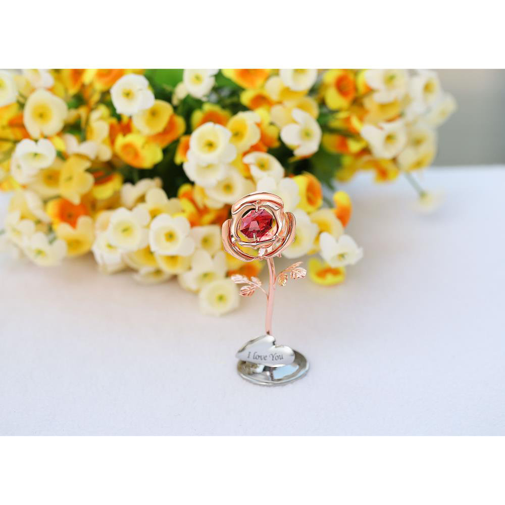 Matashi Crystal Single Rose Flower Tabletop Ornament Sculpture ...