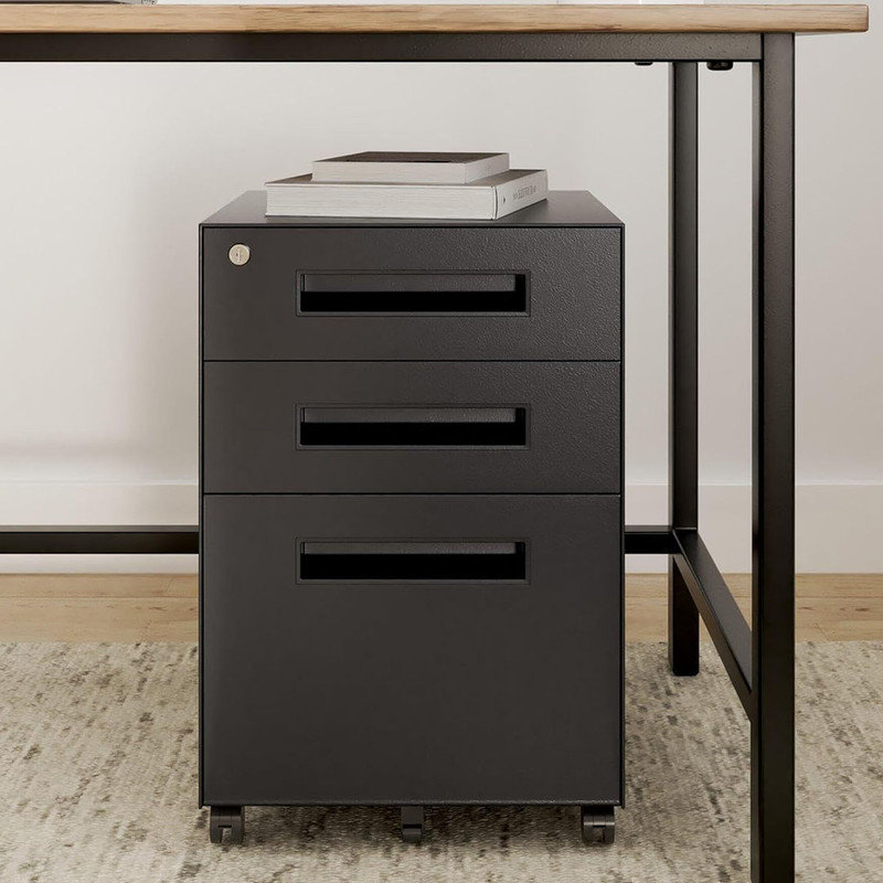 Latitude Run® 3 Drawer File Cabinet, Mobile File Cabinet with Lock on ...