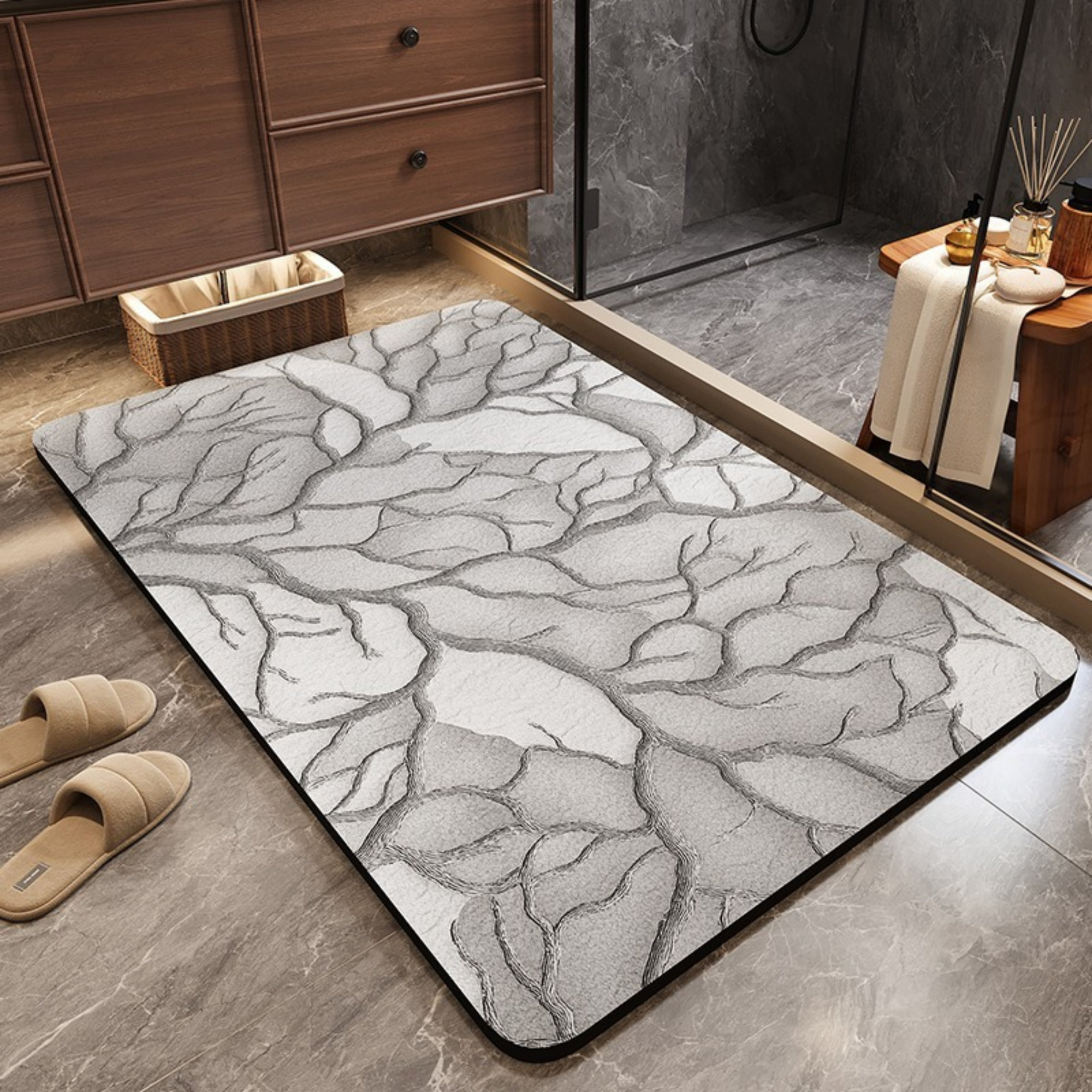 Infinity Bathroom Absorbent Mat - Non-Slip Shower Rug, Quick-Dry Toilet ...