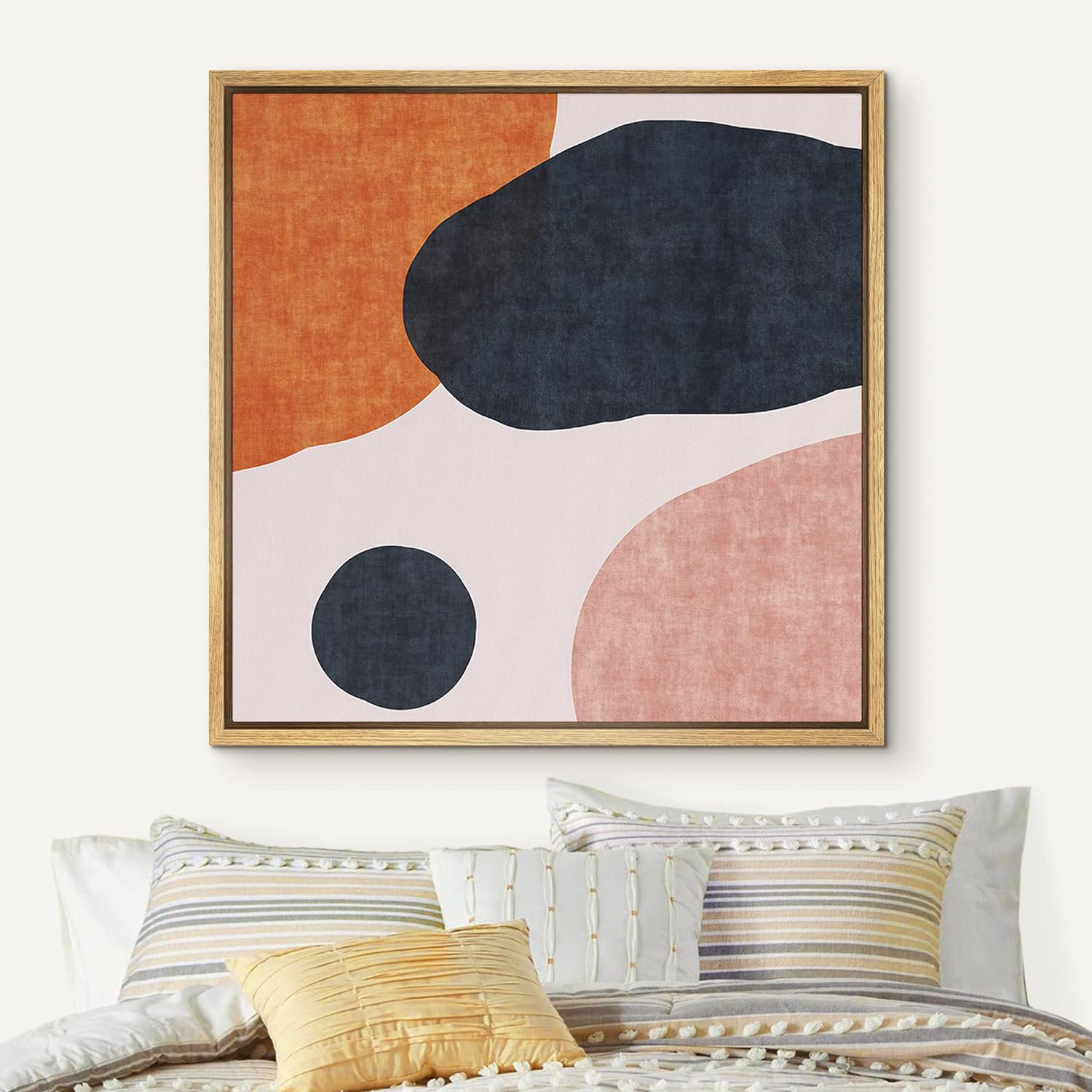 wall26 Orange Blue Pastel Color Block Landscape Abstract Shapes Neutral ...