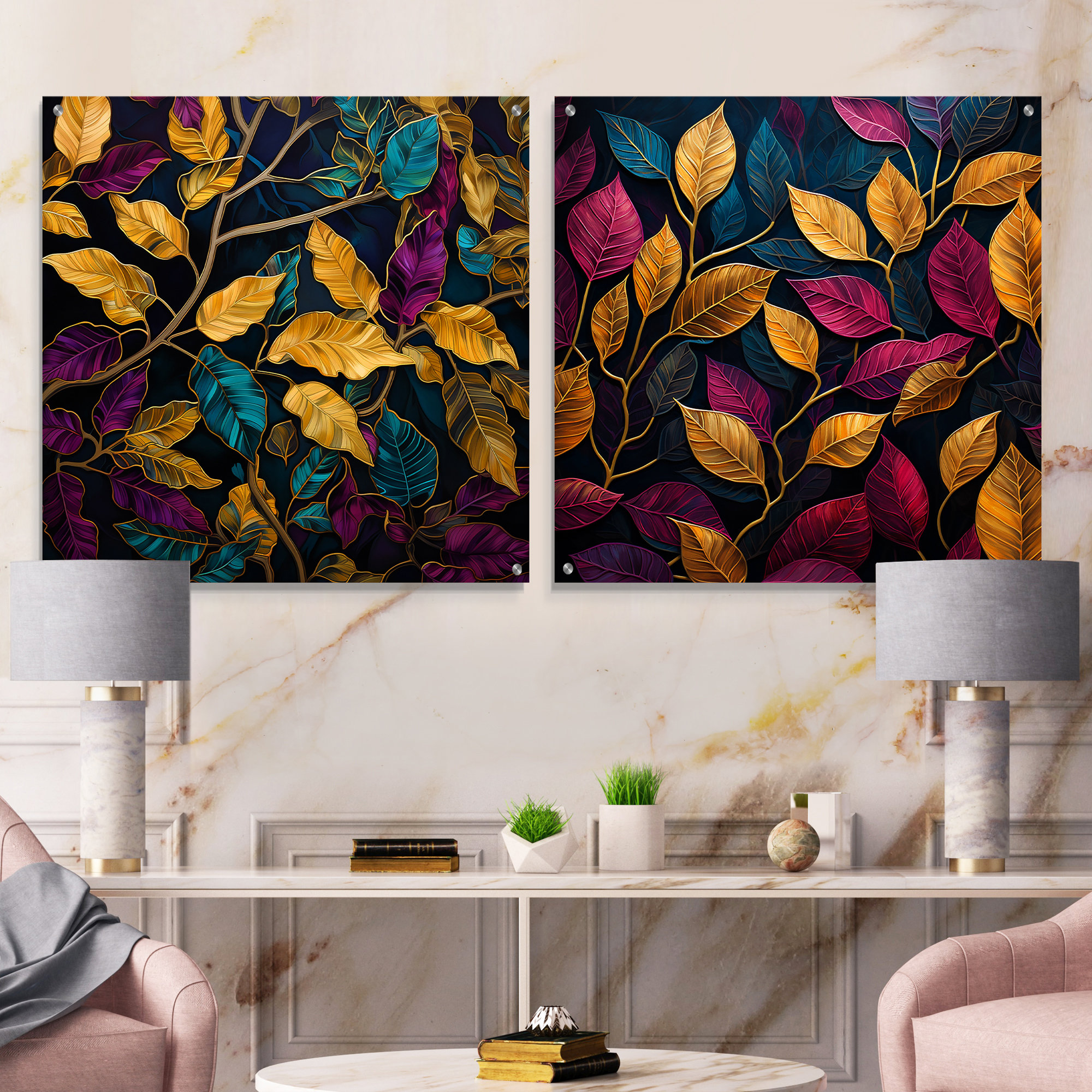 Lark Manor™ Colorful Leaves Charm Foliage - Leaves Acrylic Wall Art ...