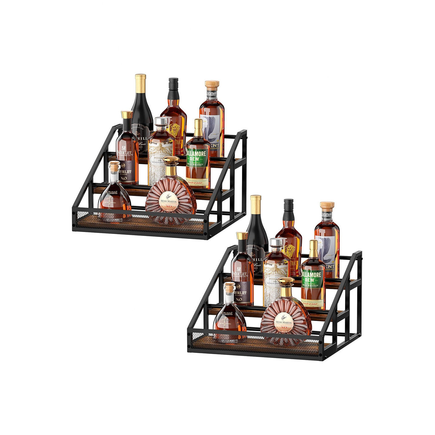 Williston Forge 2 PCS 3-Tier Industrial Liquor Bottle Display Shelf ...