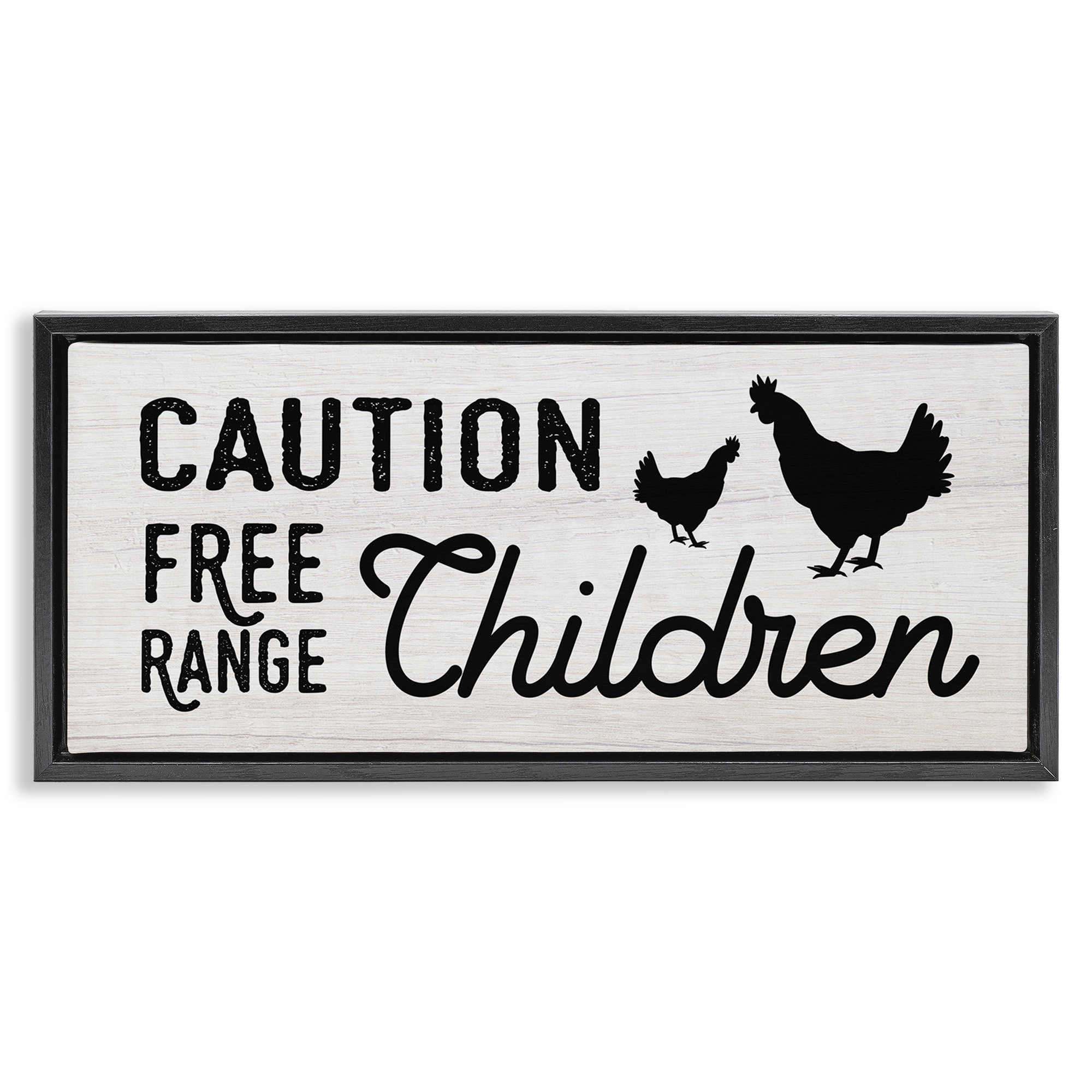 Trinx Caution Free Range Children Framed Floater Canvas Wall Art by ...