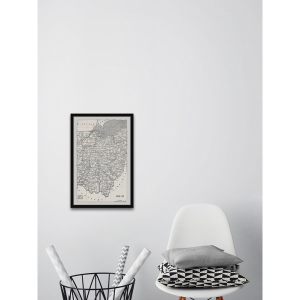 Trinx 'Map of Ohio Counties' - Picture Frame Print on Paper | Wayfair