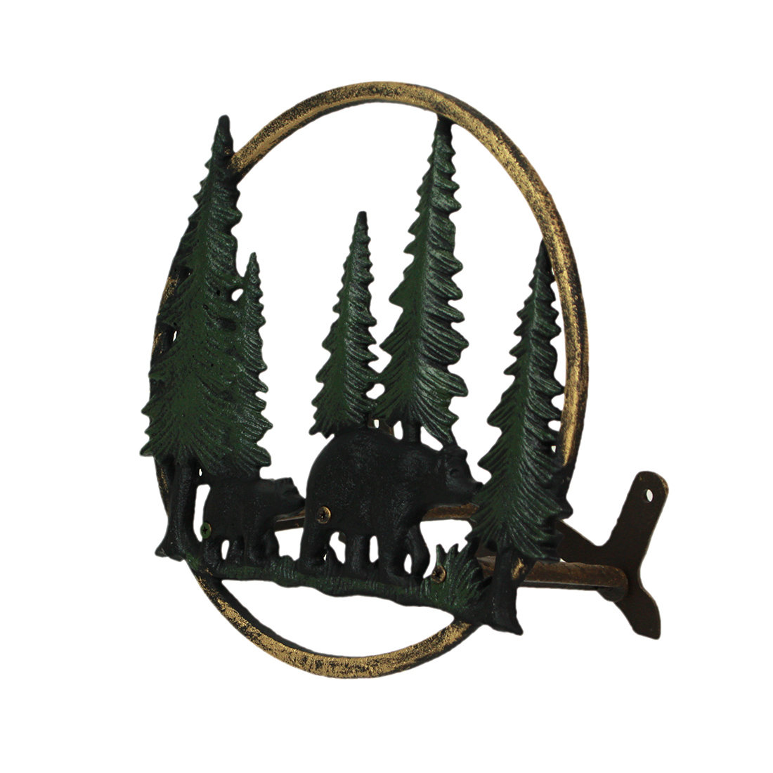 Millwood Pines Cast Iron Black Bears In Forest Decorative Wall Mounted ...