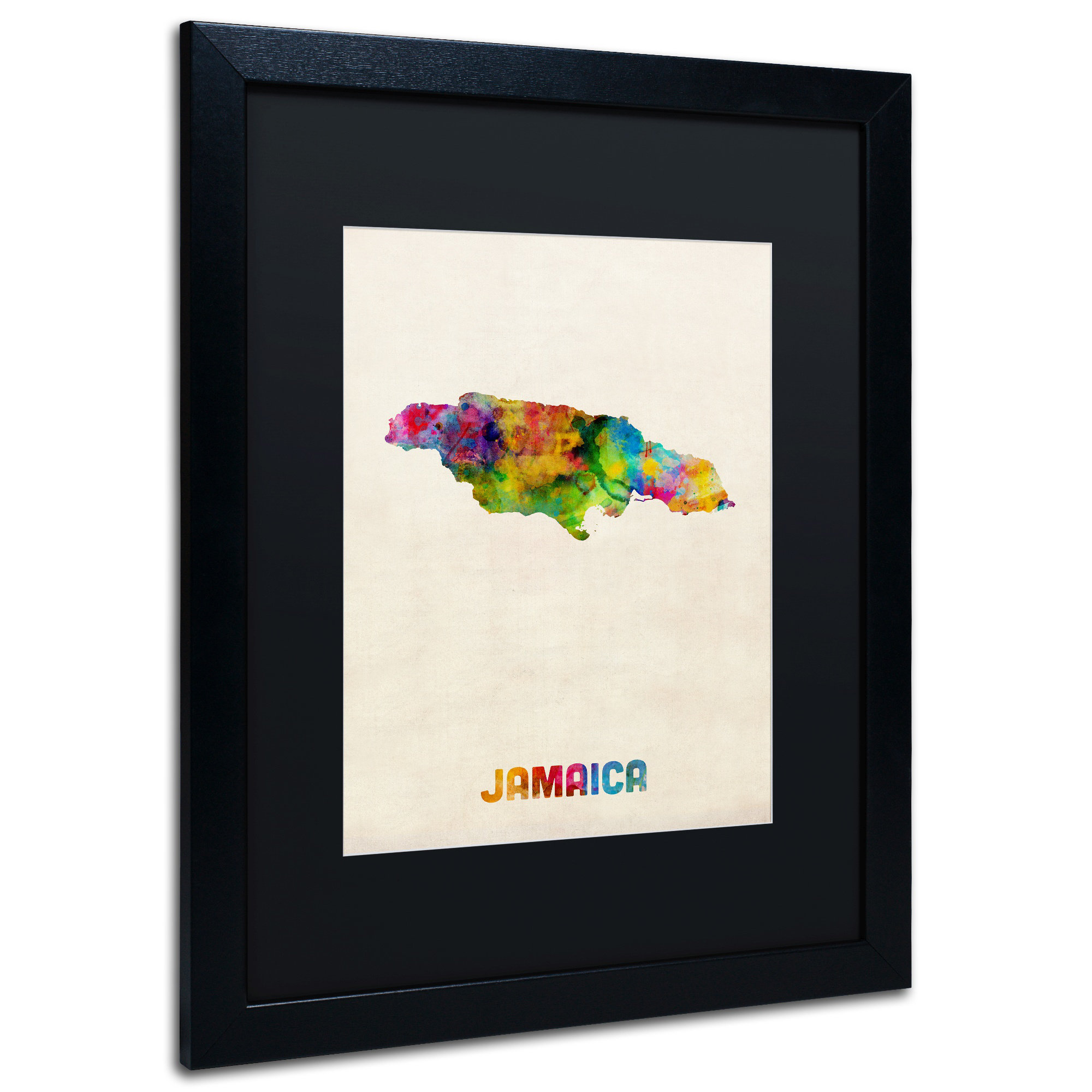 Trinx 'Jamaica Watercolor Map' Framed Graphic Art Print on Canvas | Wayfair