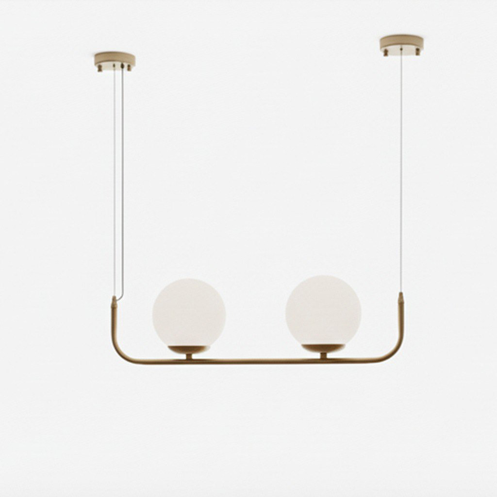 Everly Quinn Modern 2-Light Linear Pendant With White Globe Shades ...