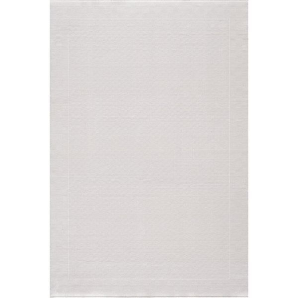 Ebern Designs Mikala Frame Machine Woven 100x300 White Area Rug ...