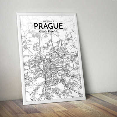 Wrought Studio 'Prague City Map' Graphic Art Print Poster in Tones ...