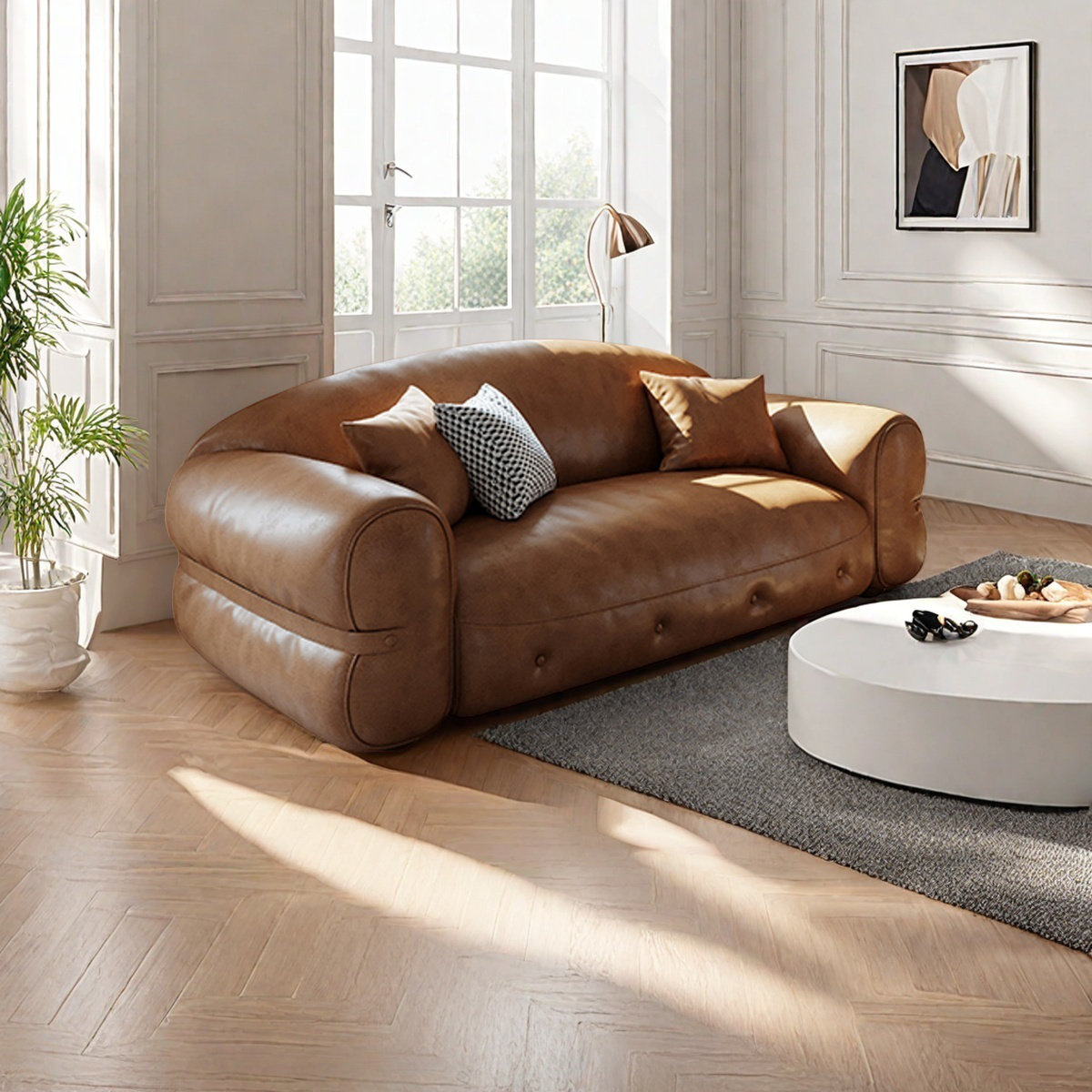 Merting Retro Living Room Straight Line Sofa | Wayfair