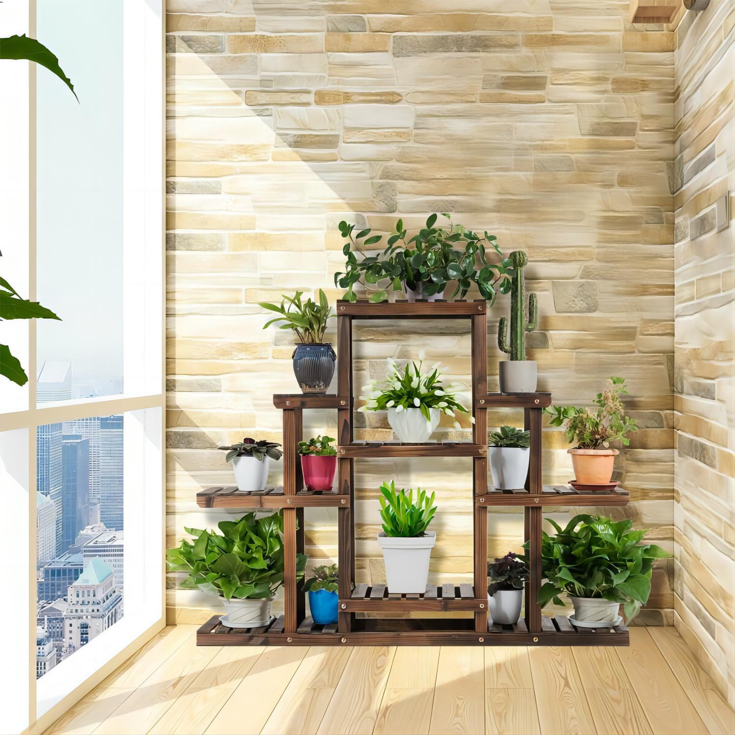 Lark Manor™ Athalla Rectangular Multi-Tiered Solid Wood Plant Stand ...