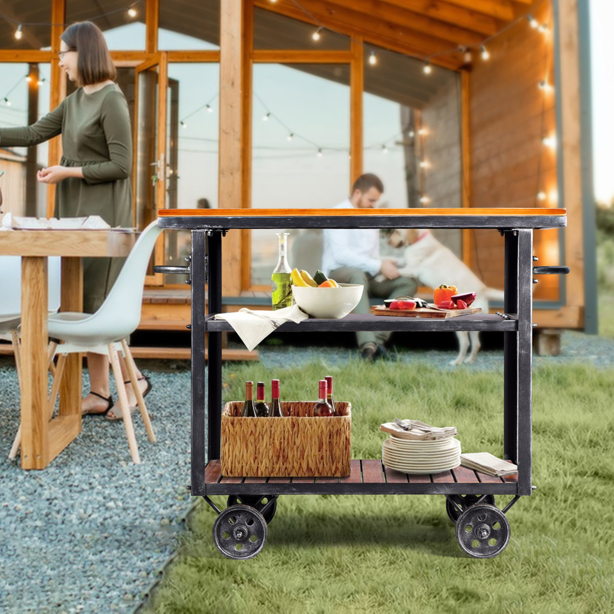 17 Stories Saunder Metal Bar Cart | Wayfair