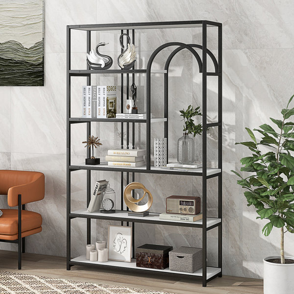 Latitude Run® Metal Frame Bookcase, Open Bookshelf with an Anti-tipping ...