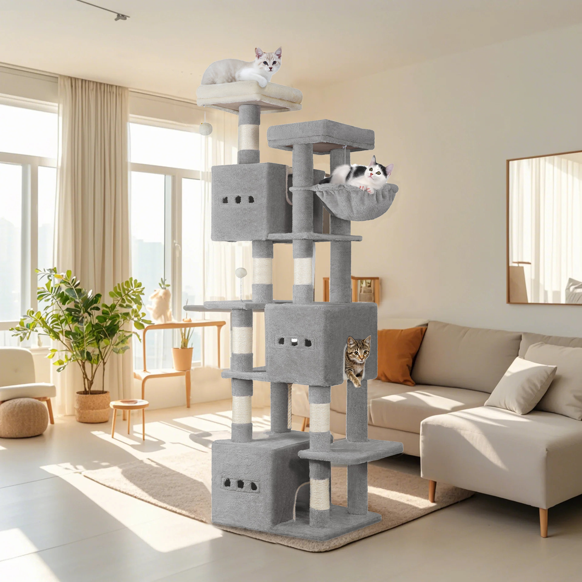 Tucker Murphy Pet™ 76" Cat Tree, Large Cat Tower for Indoor Cats, Multi ...