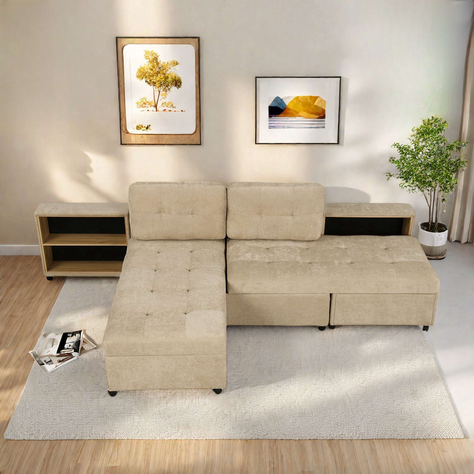 Latitude Run® Versatile Free-Combined Modular Sofa With Two Storage ...