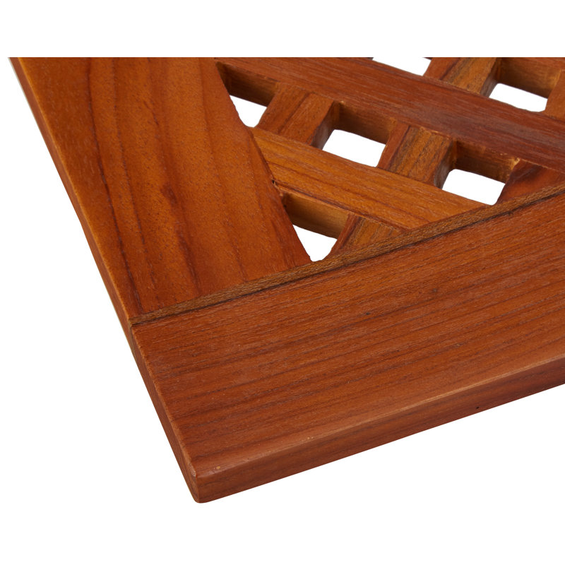 Millwood Pines Burks Rectangle Teak & Wood Bath Rug & Reviews | Wayfair