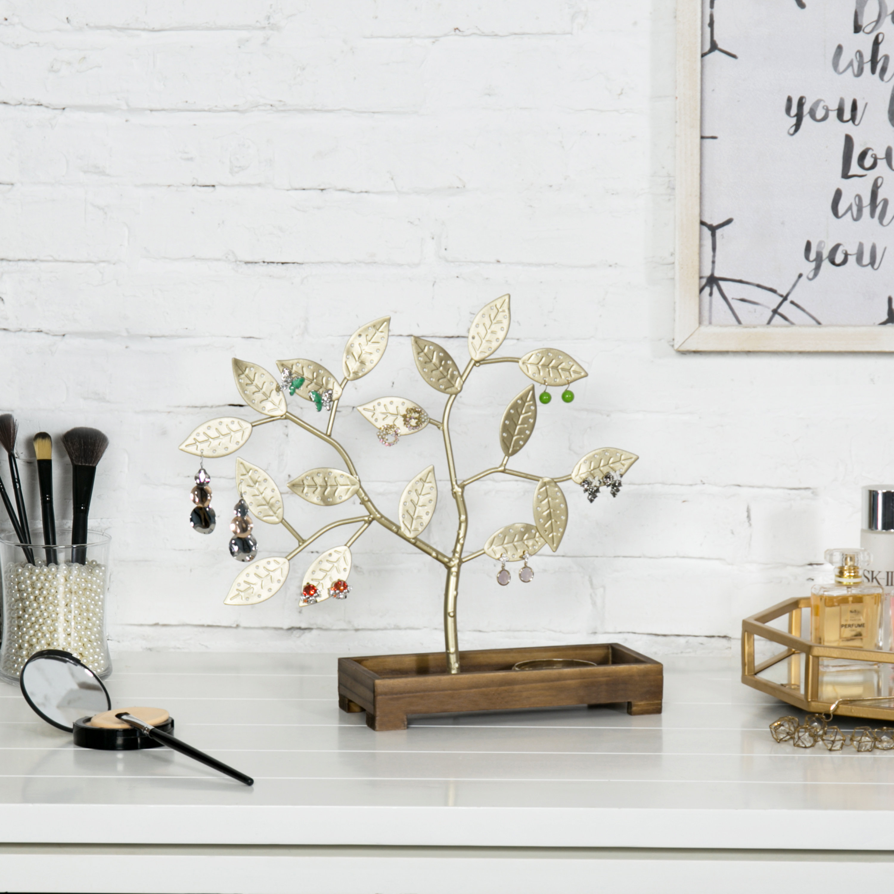 Everly Quinn Jewelry Tree Earring Holder Jewelry Stand | Wayfair