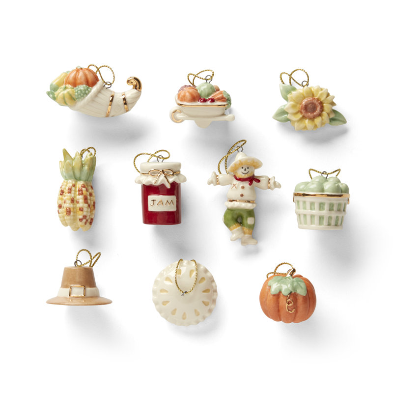 Lenox ORNAMENT TREES 10 Piece Autumn Favorites Ornament Set & Reviews ...