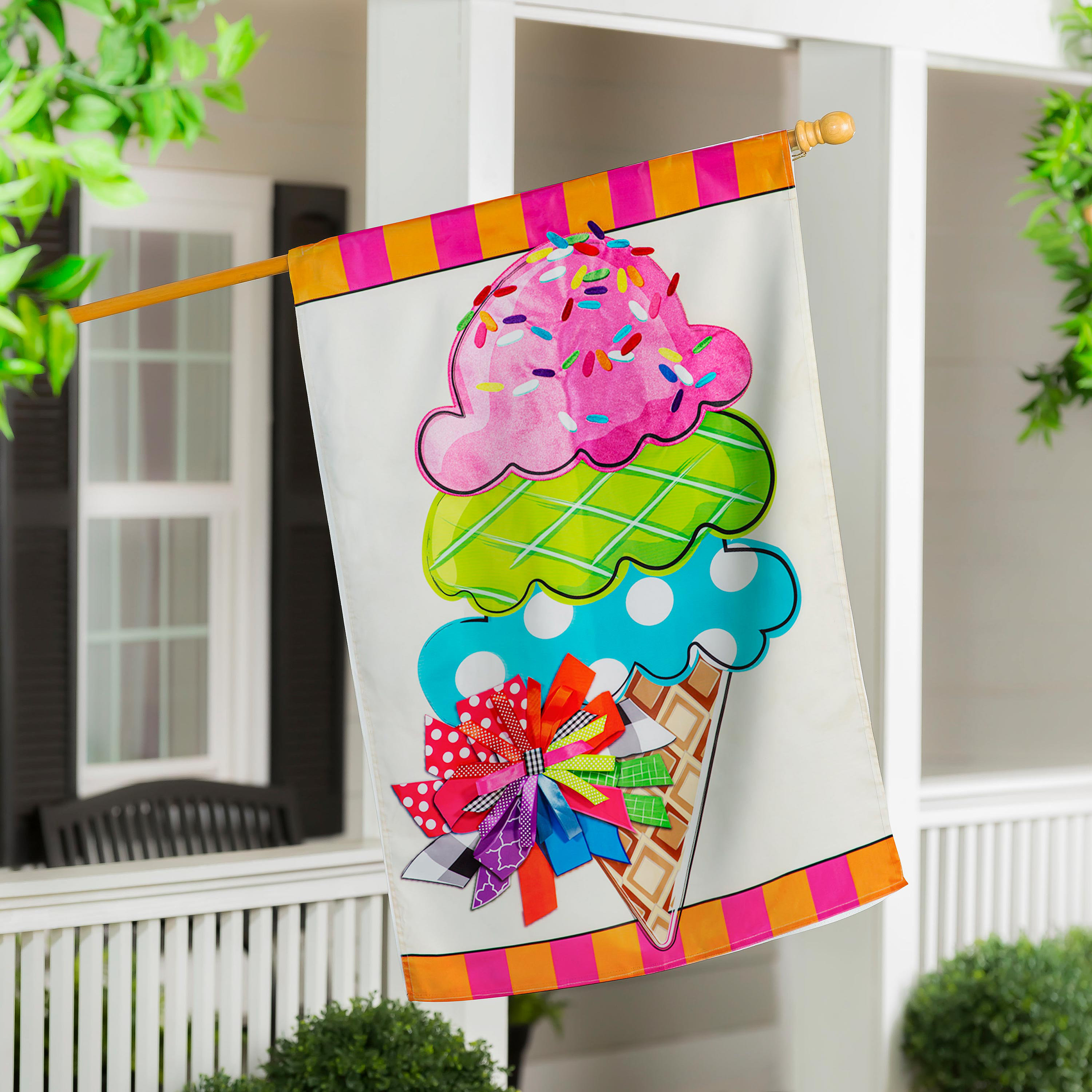 Lark Manor™ Sweet Summer Ice Cream Applique House Flag | Wayfair
