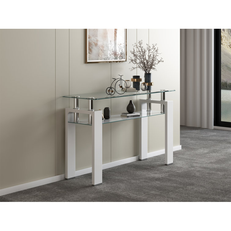 Brayden Studio® Cen 47.2'' Glass Top Console Table | Wayfair