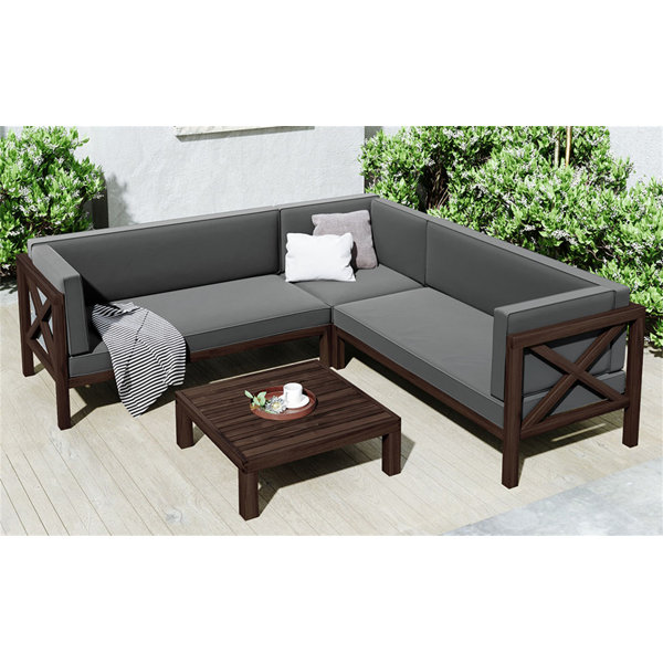 Gracie Oaks Riza 4 - Person Outdoor Seating Group with Cushions | Wayfair