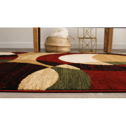 Ebern Designs Bingo Red Modern Geometric Rug & Reviews | Wayfair